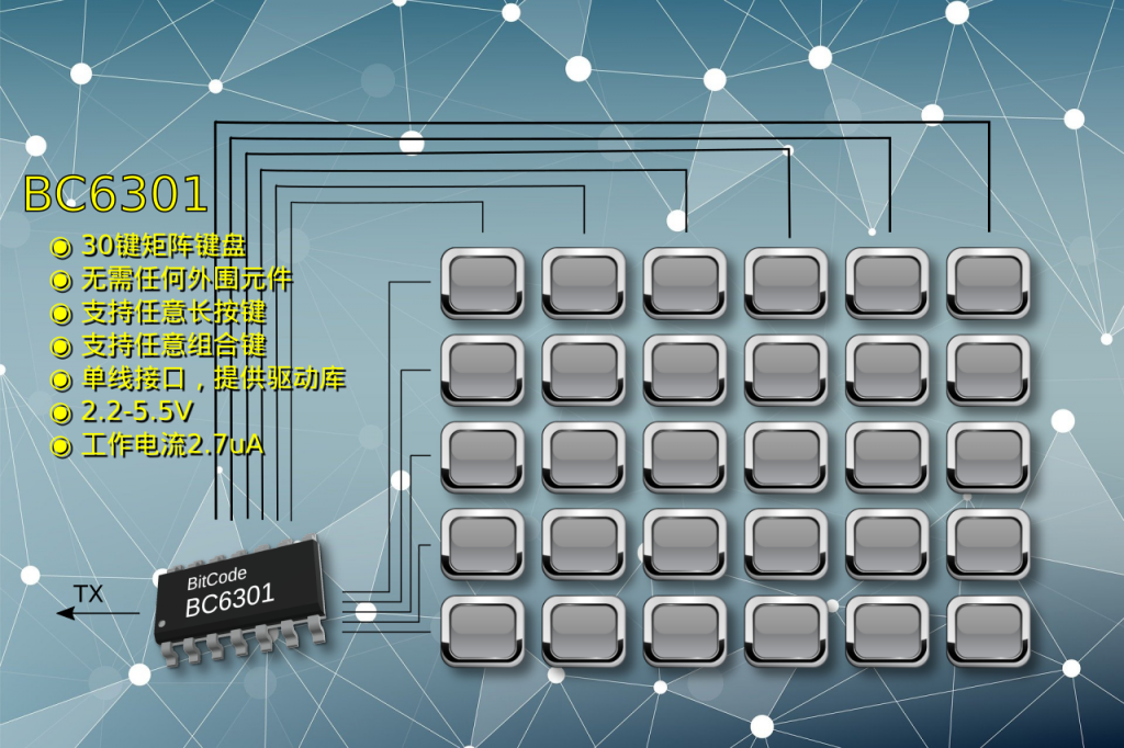 BC6301 5×6矩阵键盘接口芯片 - BitCode