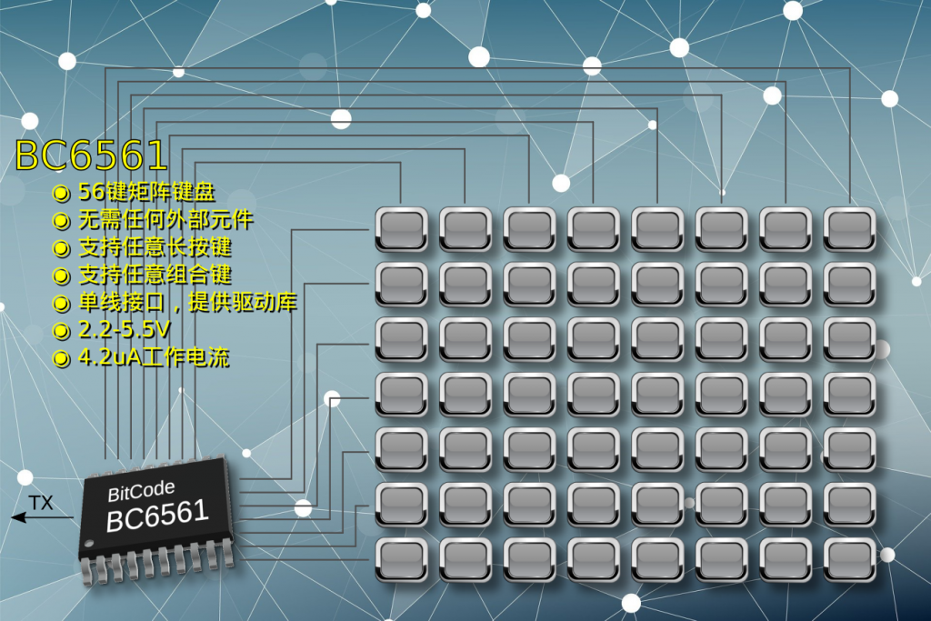 56键(7×8)键盘矩阵接口芯片 - BitCode